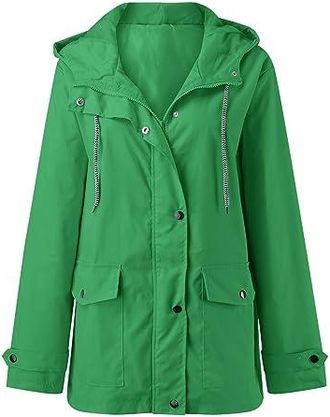 Generic Vestes imperm&eacute;ables &agrave; capuche pour femmes 2026 avec poches solides &agrave; fermeture &eacute;clair pour entra&icirc;nement en plein air coupe-vent, Vert, 3XL