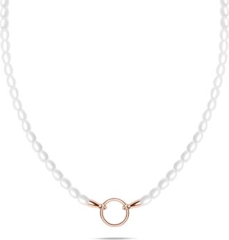 Tamaris Necklace - Halskette f&uuml;r Charms aus Edelstahl - IP Ros&eacute;gold - Glasperlenkette verstellbar bis 45 cm - wasserfest & hautfreundlich