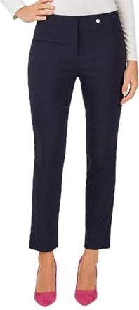 Robell Style ROSE09 - Pantalon 7/8 confortable et extensible pour femme avec jambes étroites, bleu marine, 46