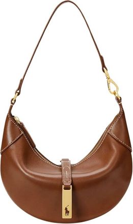 Polo Ralph Lauren Sac bandouli&egrave;re en cuir avec d&eacute;tails dor&eacute;s - Femme - Sacs - Brun - Taille: ONE Size