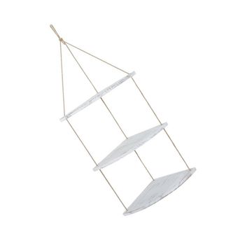 BESPORTBLE LIFKOME Eckregal mit 3 Ebenen Nordischer Stil F&auml;cherf&ouml;rmiges H&auml;nge Wandregal mit Verdicktem Juteseil Abnehmbar und Platzsparend Wandblumentopfhalter f