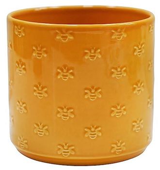 Ivyline Pflanzgef&auml;&szlig;, Steingut, gelbe Biene, 17,5 x 17 cm