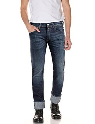Replay Herren Jeans Grover Straight-Fit Bio, Bleu fonc&eacute; 007-1 (Blau), 29W / 32L