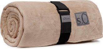 s.Oliver Kuschelsoft Decke 150x200 cm - flauschig, warm & waschbar, Kuscheldecke beige Uni
