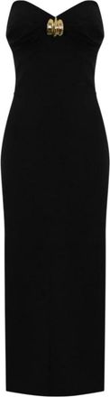 Elisabetta Franchi Femme, Robes, Noir, Taille: 46 FR Tubino in crepe fluido macro fiocco