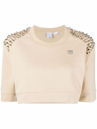 Pinko Verziertes Cropped-Sweatshirt - Nude