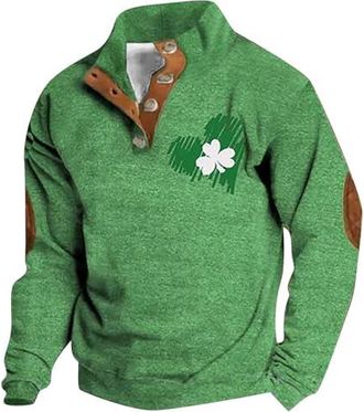 Generic HUIFUAO Sweat-shirt de la Saint-Patrick pour homme Trèfle vert irlandais Col montant Manches longues St Patrick Vêtements de course, Z04 Vert, 4XL