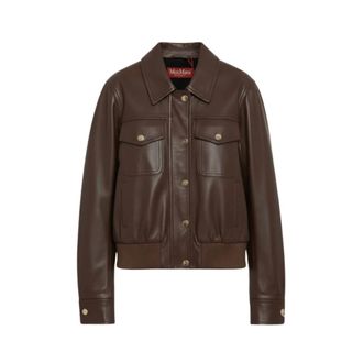 Max Mara Femme, Vestes, Brun, Taille: 40 FR Biada Leather Jacket