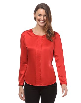 Vincenzo Boretti Bluse, leicht tailliert, Rundhals rot XL