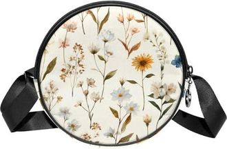 Generic Sac &agrave; bandouli&egrave;re rond pour femme, motif tournesol floral, petit sac &agrave; bandouli&egrave;re avec fermeture &eacute;clair, bretelles r&eacute;glables, sac &agrave; main rond d&eacute;contr