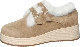 Generic Bottes de neige confortables Casaul pour femme - Couleur unie - &Eacute;l&eacute;gantes - Doublure en polaire - Talon compens&eacute; - Boucle - Confortable et chaude - Po