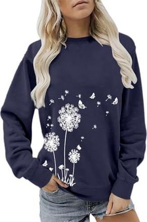 Generic Sweat-shirts pour femme - Imprim&eacute; graphique britannique - Haut surdimensionn&eacute; - Col rond - Manches longues - Automne - Hiver - D&eacute;contract&eacute; - Confortab