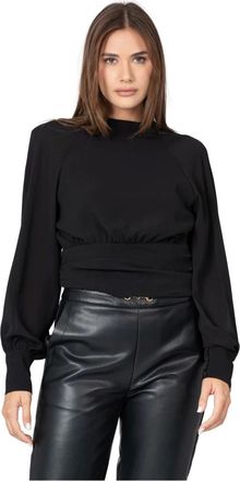 Kocca Femme, Blouses et Chemises, Noir, Taille: 40 FR Blouse &agrave; Manches Longues et Effet de Ceinture