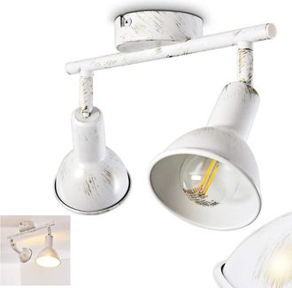 HOFSTEIN Deckenleuchte Polmak, Deckenlampe aus Metall in Wei&szlig;/Gold, 2-flammig, mit verstellbaren Strahlern, 2 x E14-Fassung, max. 40 Watt, Deckenstrahler im Re