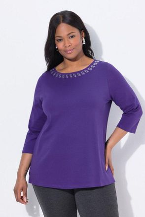 Ulla Popken T-Shirt T-Shirt A-Linie U-Boot-Ausschnitt Langarm