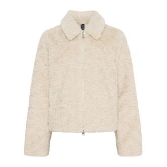 Notyz Modische Kunstpelzjacke mit Rei&szlig;verschluss und elegantem Kragen - - Jackets - Damen - Beige - L