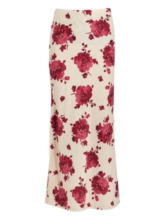 Faithfull The Brand jupe Elise &agrave; fleurs - Tons neutres