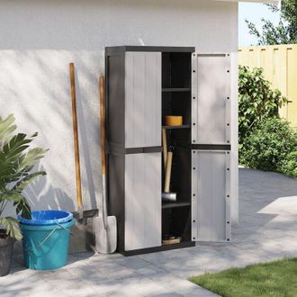 vidaXL Vidaxl - Armoire de rangement dext&eacute;rieur gris et noir 65x37x165 cm pp