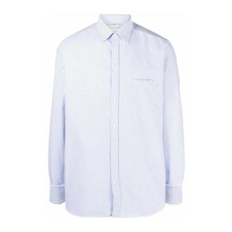 Golden Goose Chemise en popeline de coton ray&eacute;e - Homme - Chemises - Bleu - Taille: XL