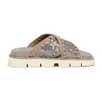 Mou Criss-Cross Pailletten Sandale - - Shoes - Damen - Grau - 37 EU