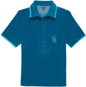 Vilebrequin Femme, Tops, Bleu, Taille: 42 FR Polo en &eacute;ponge VBQ Line