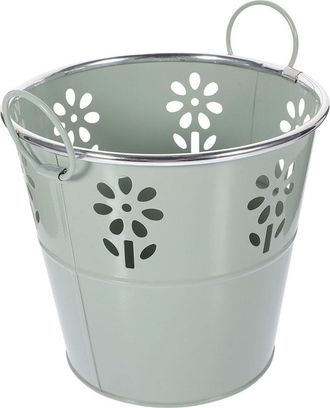 Milisten Metalleimer Mit Henkel Verzinkter Runder Eimer Aus Eisen Hohles Blumentopf-gef&auml;&szlig; F&uuml;r Sukkulenten Aufbewahrungsbox F&uuml;r Bastelarbeiten