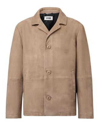 Drykorn Velourslederjacke Louvin mit schmalem Reverskragen in