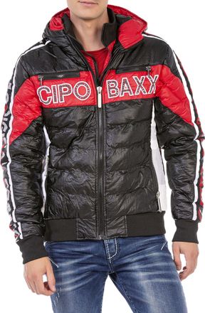 Cipo & Baxx Herren Steppjacke Jacke Winterjacke Kapuze Rei&szlig;verschluss CJ269 Schwarz XL