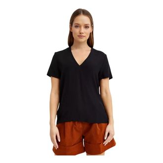 Fay Schwarze Bluse mit V-Ausschnitt - - Tops - Damen - Schwarzk - S