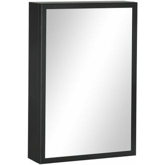 Kleankin Kleankin - Armoire miroir murale salle de bain toilette dim. 40L x 12l x 60H cm acier inox. noir verre