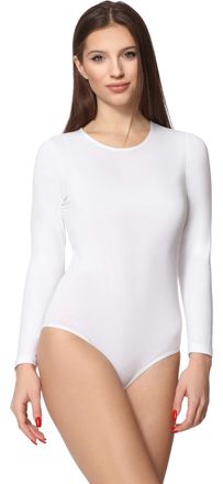 Merry Style Damen Langarm Body MS-114 (Weiß, XXL)