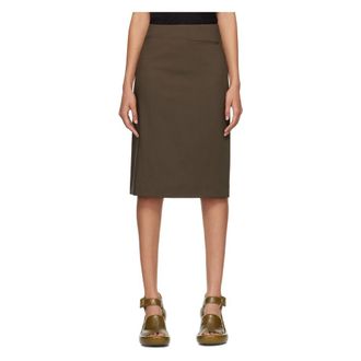 R&oacute;he Khaki Bleistiftrock mit eleganten Details - - Skirts - Damen - Braun - 2XS