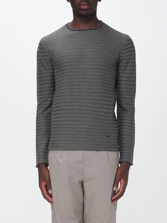 Emporio Armani Pull slim fit en pure laine vierge &agrave; motif zigzag