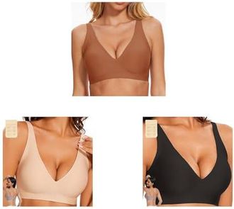 Generic Soutien-gorge confortable sans fil pour femme, avec boucle dextension, soutien-gorge push-up sans couture, ajustement confortable, 3 pi&egrave;ces - C, XXL