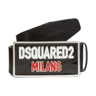 Dsquared2 Homme, Accessoires, Noir, Taille: 100 CM Ceinture en Cuir Noir Boucle