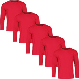 Fruit Of The Loom 5er Pack Valueweight Long Sleeve T Herren Langarm Shirt, Red, L