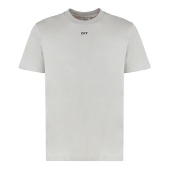 Off-white Homme, Tops, Gris, Taille: XS T-shirt col rond côtelé en coton