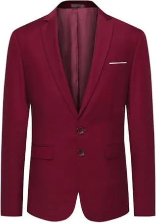 AlltheMen Blazer Homme Veste de Costume Homme Slim Fit Classique Deux Boutons Formal Casual pour Mariage Soire Vin Rouge 3XL