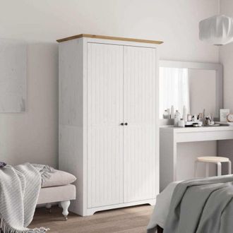 vidaXL Garde-robe bodo blanc marron 101x52x176,5 cm bois massif de pin