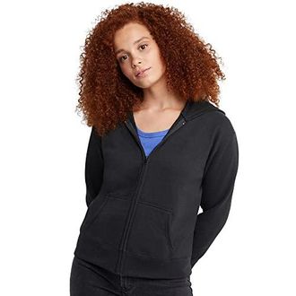Hanes EcoSmart Fleece Full Hoodie, Zip-up Hooded Sweatshirt for Women Veste déchauffement ou de survêtement, ébène, XXL Femme