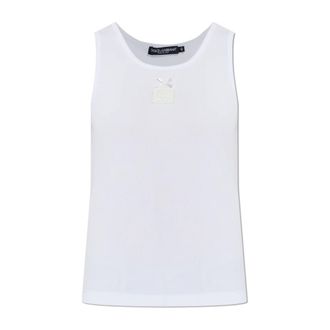 Dolce & Gabbana Femme, Tops, Blanc, Taille: 38 FR D&eacute;bardeur en jersey &agrave; fines c&ocirc;tes