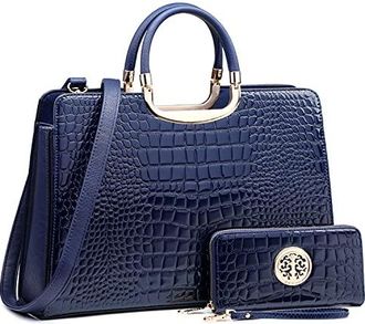 Dasein Sac &agrave; bandouli&egrave;re pour Femme Grand 2828croco 2pcs- Bleu