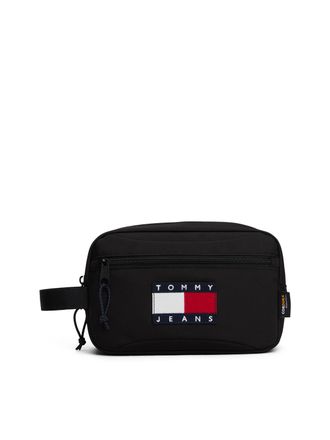 Tommy Jeans Kulturbeutel TOMMY JEANS TJM ARCHIVE WASHBAG, Damen, Gr. B/H/T: 23cm x 14cm x 7cm, schwarz, Textil, Taschen Kulturbeutel, Unisex Minibag, Kosmetiktasc