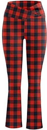 Generic Collants thermiques 2026 pour femmes, hommes, femmes, pantalons de yoga, leggings &eacute;vas&eacute;s &agrave; imprim&eacute; &eacute;cossais taille haute, Rouge, XL