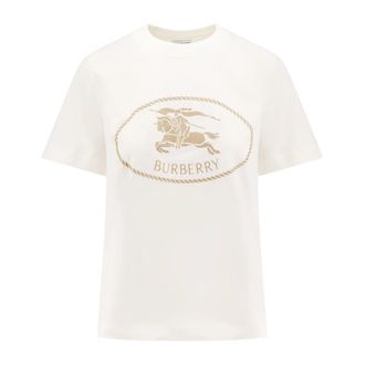 Burberry Logo-bestickte Crew-neck T-shirts und Polos - - Tops - Damen - Wei&szlig; - S