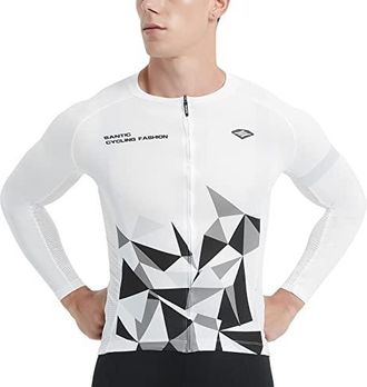 Santic Maillot Cyclisme Homme Manches Longues Respirant avec Poches Blanc EU XL