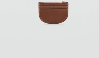 Mango Mini porte-cartes avec perles fantaisie marron moyen - Femme - Taille unique - MANGO