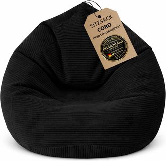 BuBiBag Premium Sitzsack Cord XXL - Fertig bef&uuml;llt & Oeko-Tex Zertifiziert - Kratzfester Breitcord Gaming Sessel - Robuster Bean Bag f&uuml;r Kinder & Erwachsene -