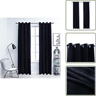 vidaXL Verdunkelungsvorh&auml;nge mit &Ouml;sen 2 Stk. Samt Schwarz 140x245 cm - Verdunklungsvorh&auml;nge - Samtvorh&auml;nge - Schwarze Vorh&auml;nge - Wohnraumdekoration