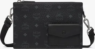 MCM Aren Pouch zum Umh&auml;ngen in Visetos BLACK VISETOS